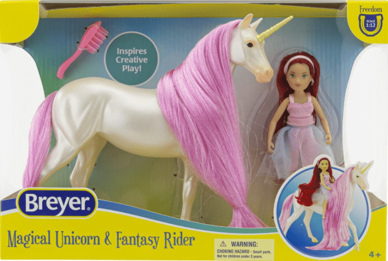 Breyer Freedom Magical Unicorn Sky and Fantasy Rider Meadow (TBC61147 ...