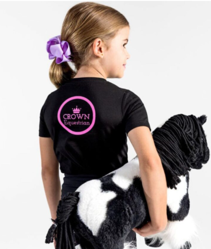 Crown Equestrian Tee Kids Pink Logo – Gympie Saddleworld & Country Clothing